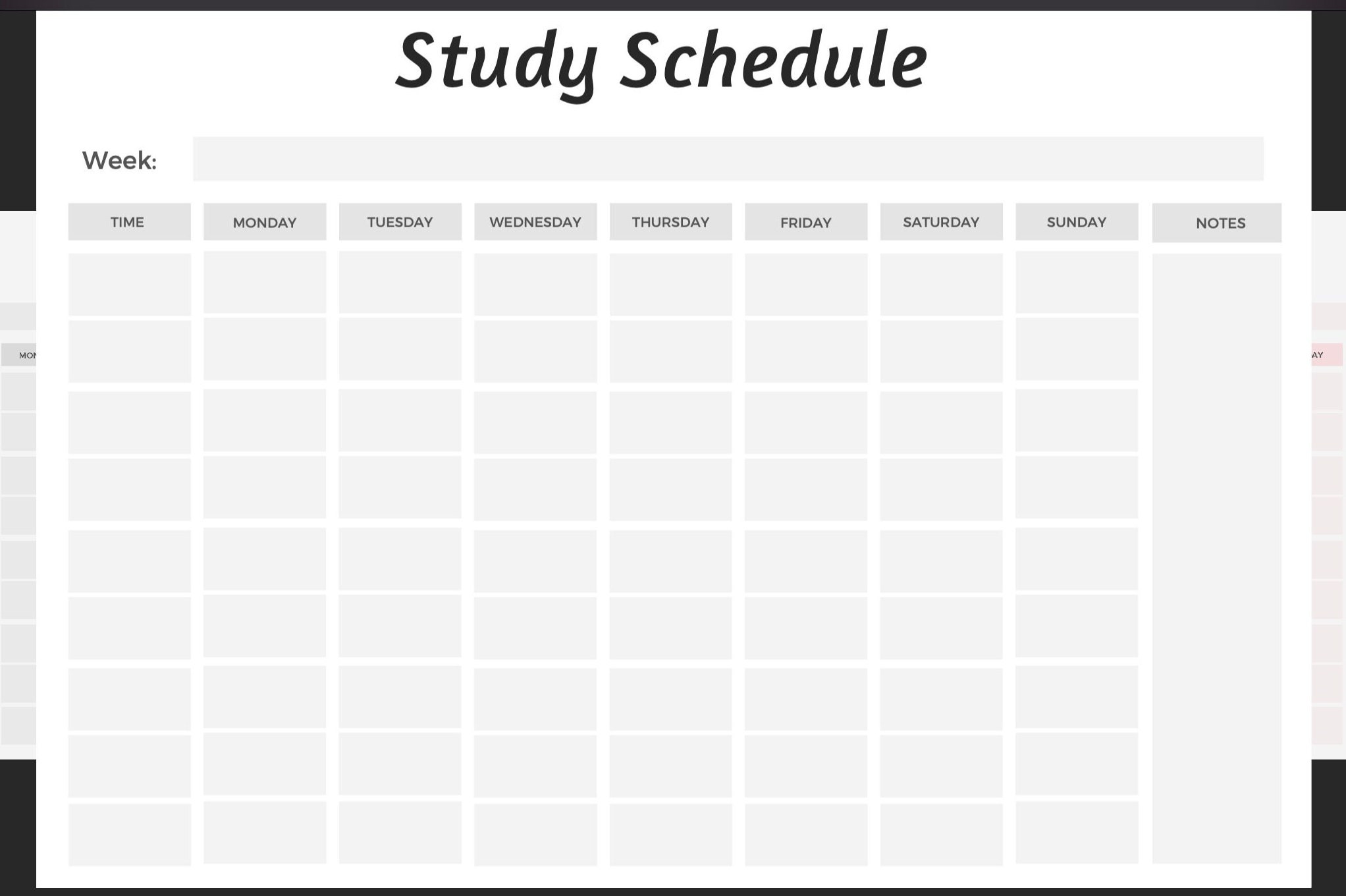 Minimalist Revision Timetable Printable Set | Study Schedule | Weekly ...