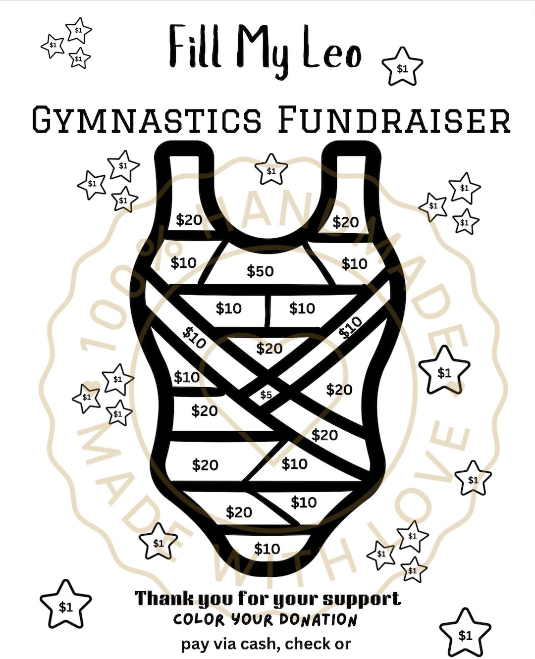 Fill My Leo Gymnastics Fundraiser Printable, Gymnastics Team ...