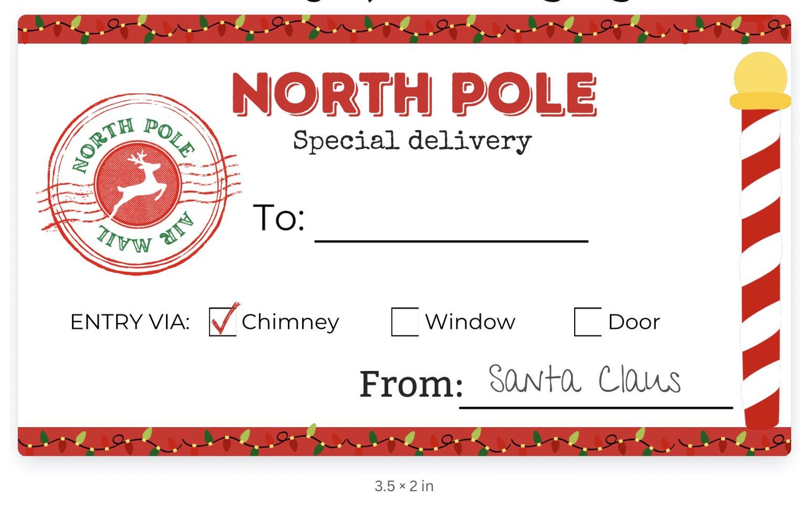 Editable North Pole Christmas Tag CANVA Template. Two Designs. Canva ...