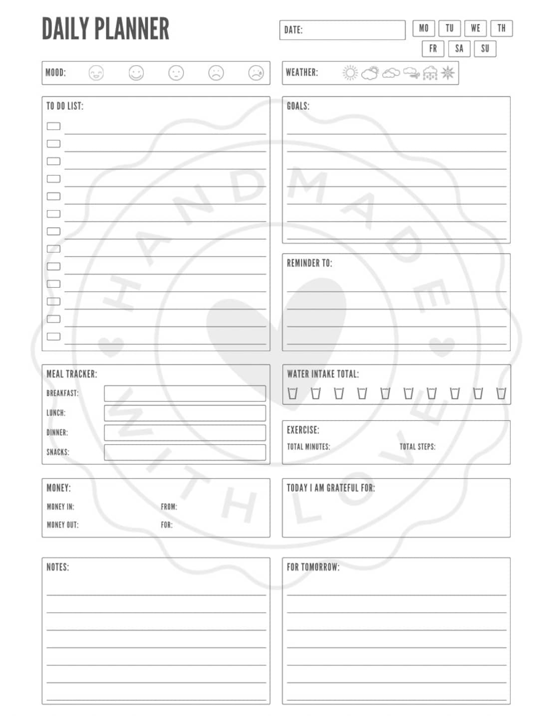 Printable Planner Digital ADHD Downloadable Planner Daily Schedule ...