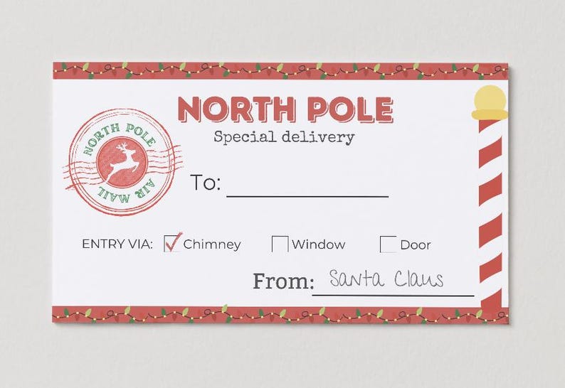 Editable North Pole Christmas Tag Canva Template - Etsy
