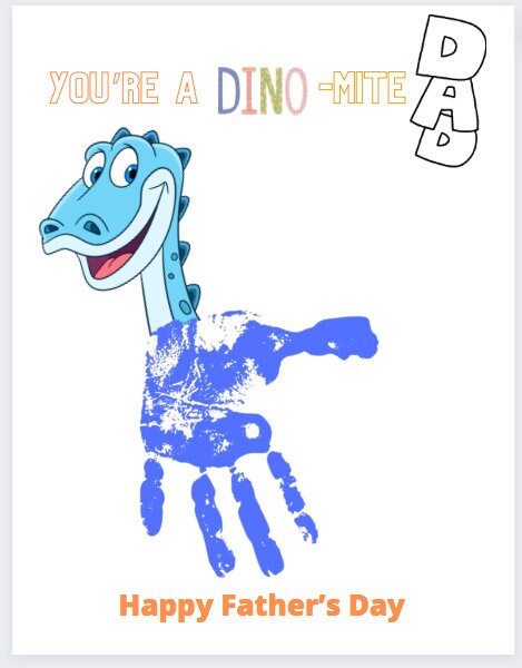 Father's Day PRINTABLE Dinosaur Handprint Craft. Father’s Day Handprint ...