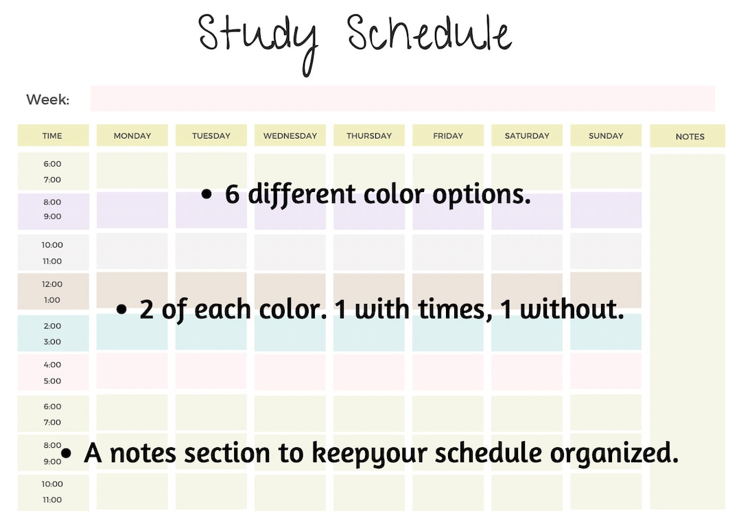 Minimalist Revision Timetable Printable Set | Study Schedule | Weekly ...
