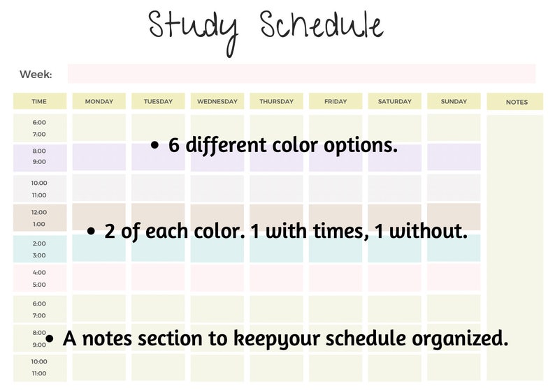 Minimalist Revision Timetable Printable Set | Study Schedule | Weekly ...