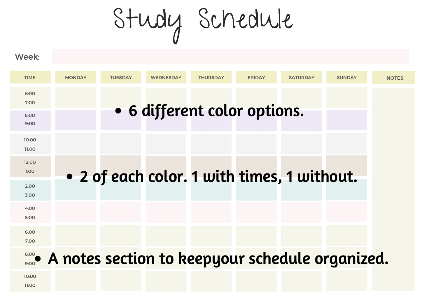Minimalist Revision Timetable Printable Set | Study Schedule | Weekly ...