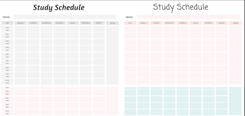 Minimalist Revision Timetable Printable Set | Study Schedule | Weekly ...