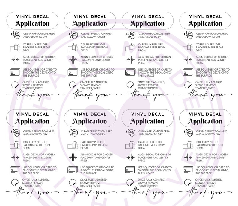 Directions for Printable Decal Placement Card. Decal Application ...