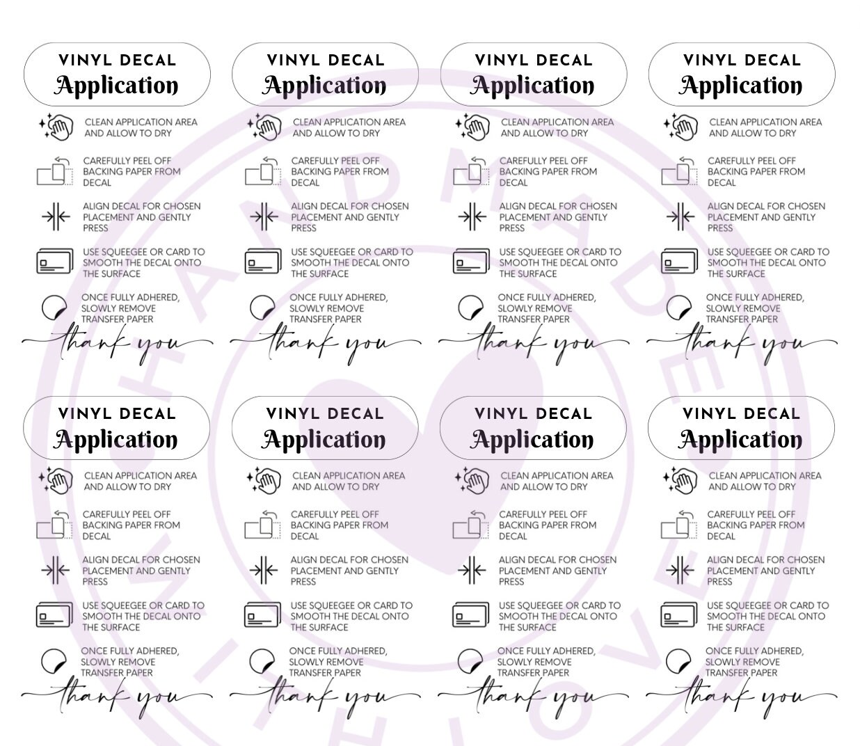 Directions for Printable Decal Placement Card. Decal Application ...