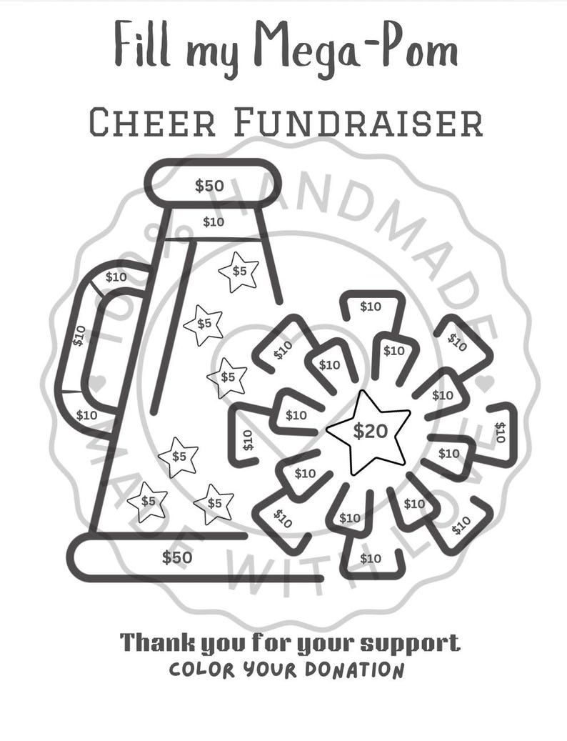 Cheerleading Fundraiser Printable: Fill My Mega-pom Team Form (digital ...