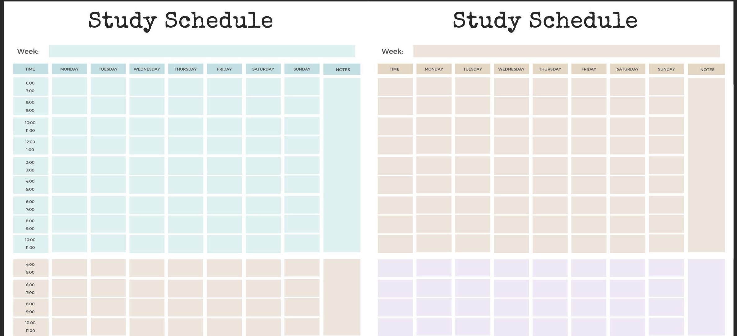 Minimalist Revision Timetable Printable Set | Study Schedule | Weekly ...
