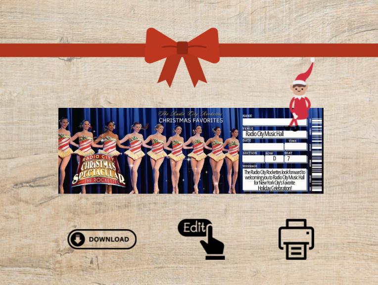 Printable and Editable Christmas Spectacular Rockettes Printable Ticket ...