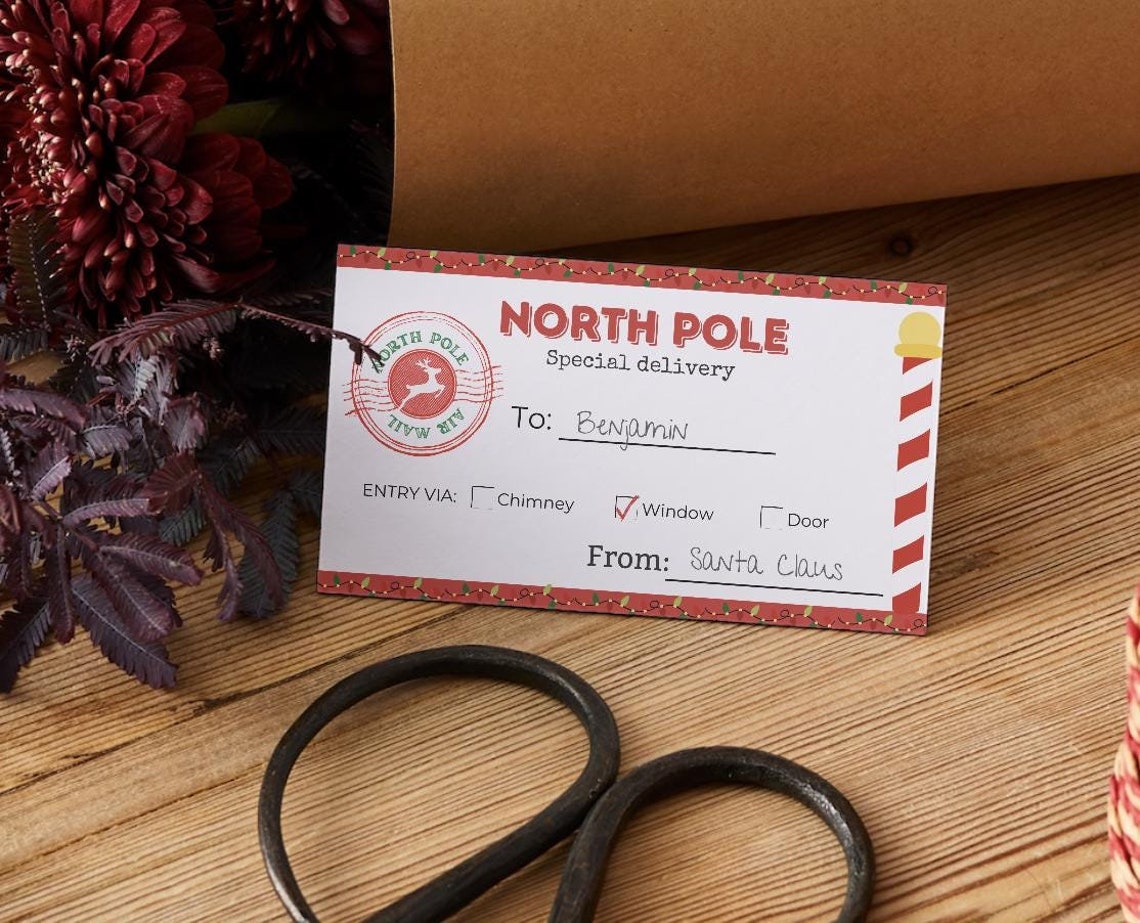 Editable North Pole Christmas Tag CANVA Template. Two Designs. Canva ...