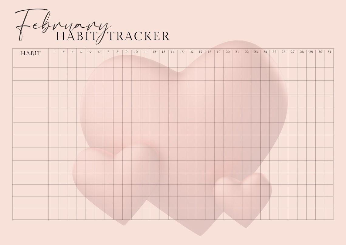 February Habit Tracker Printable Habit Tracker Template | Etsy