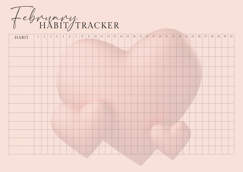 February Habit Tracker Printable Habit Tracker Template | Etsy