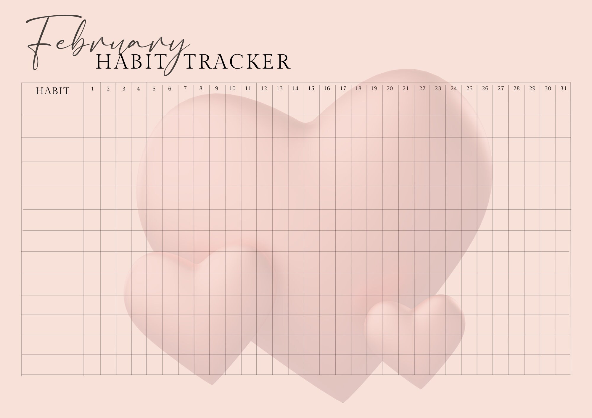 February Habit Tracker Printable Habit Tracker Template, Editable ...
