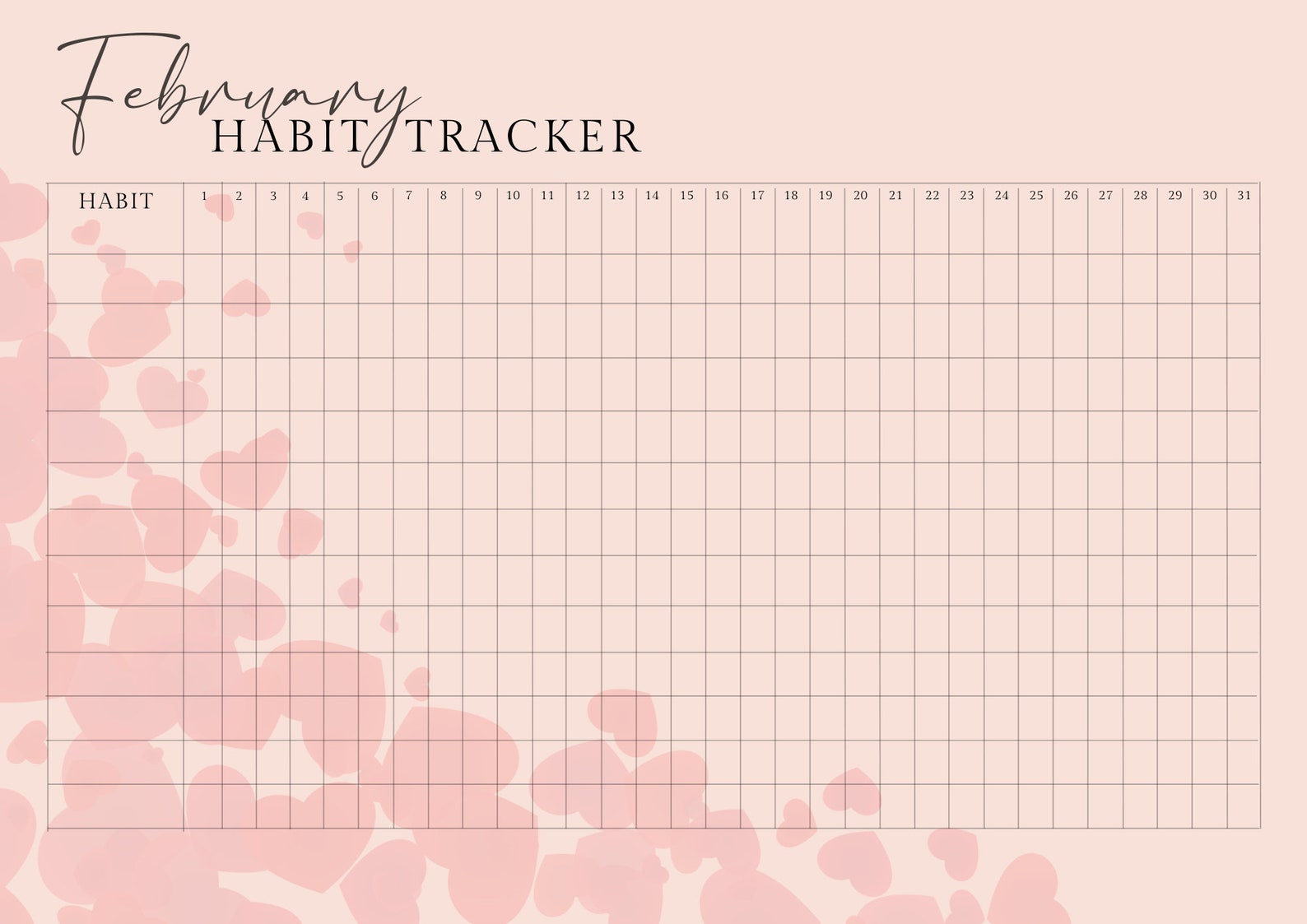 February Habit Tracker Printable Habit Tracker Template, Editable ...