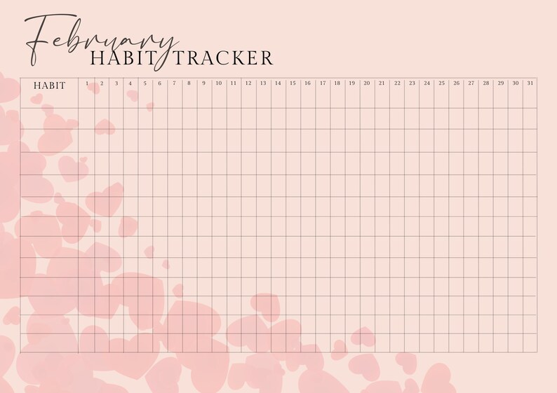 February Habit Tracker Printable Habit Tracker Template | Etsy