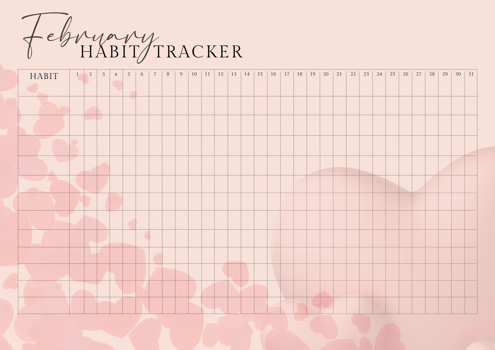 February Habit Tracker Printable Habit Tracker Template | Etsy