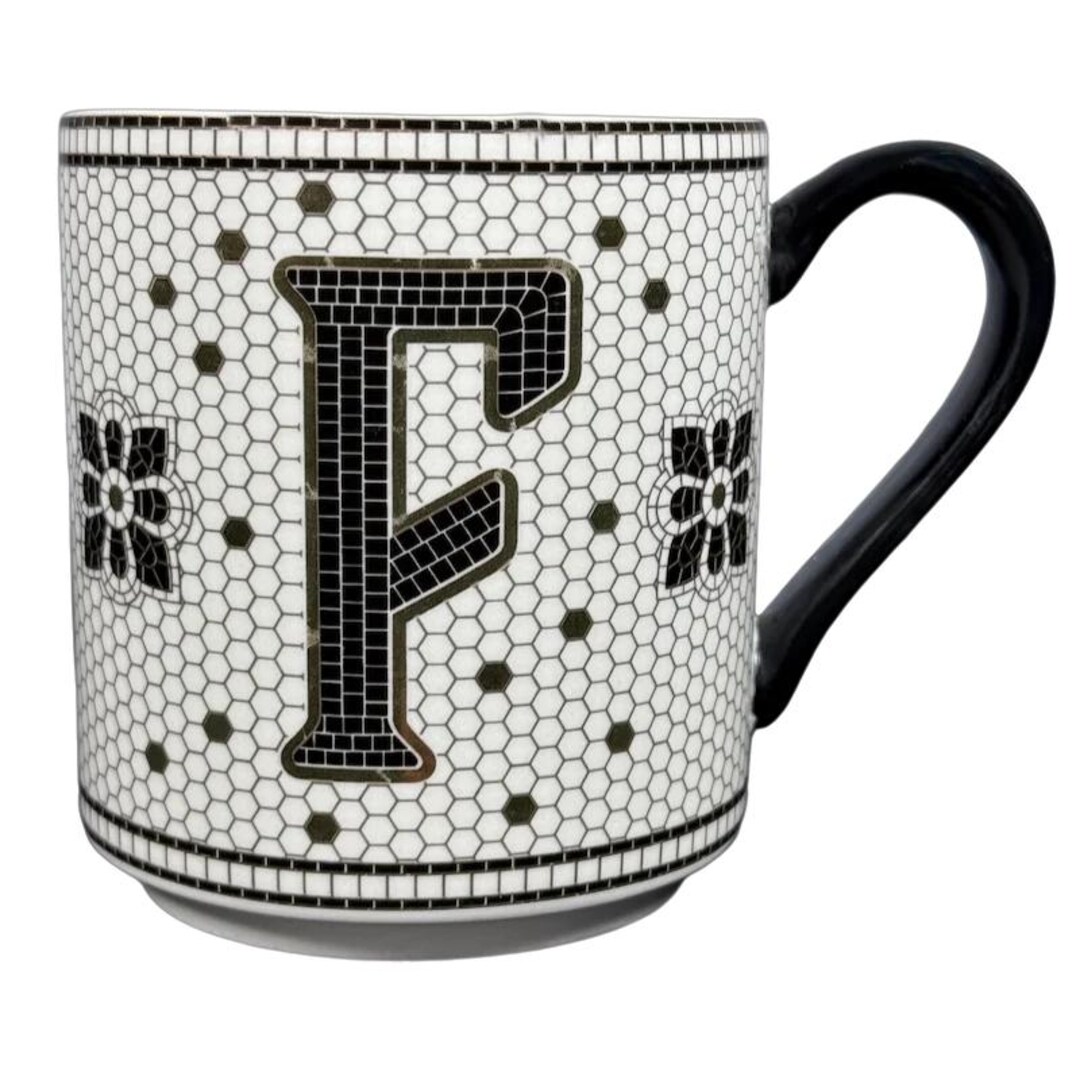 Margot Tiled Letter "f" Monogram Initial Mug Anthropologie - Etsy