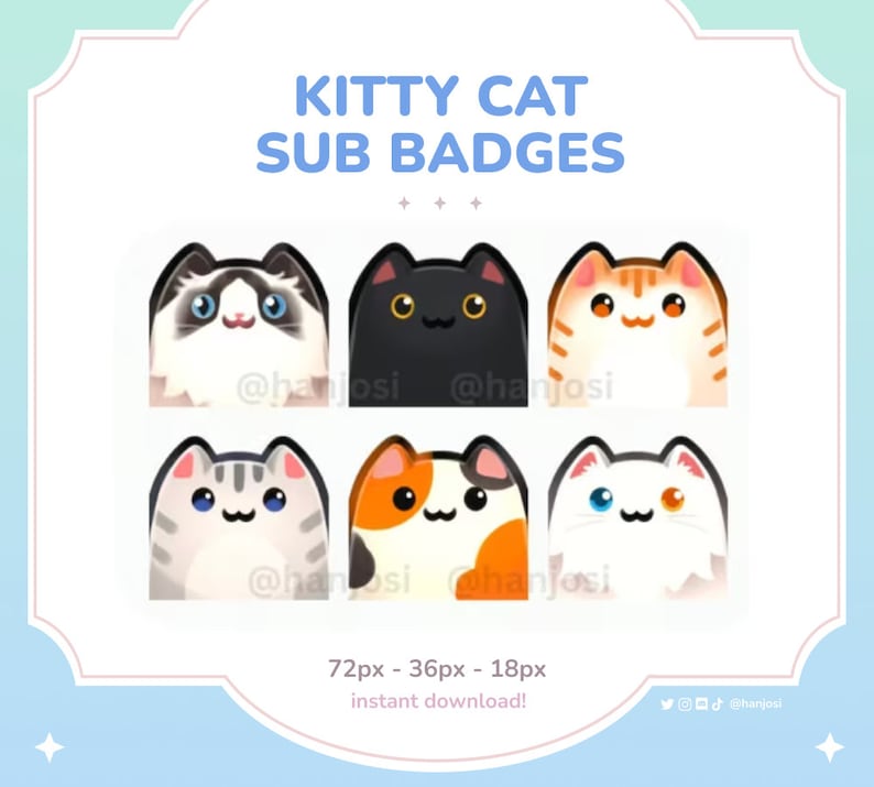 Custom Cute Cat Twitch Sub Badges, Custom Cat-themed Twitch ...