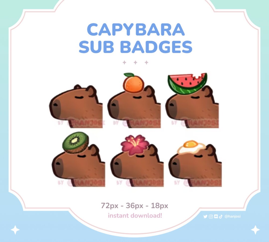 Cute Capybara Sub Badges: Twitch & Youtube Streaming Sub Badges ...