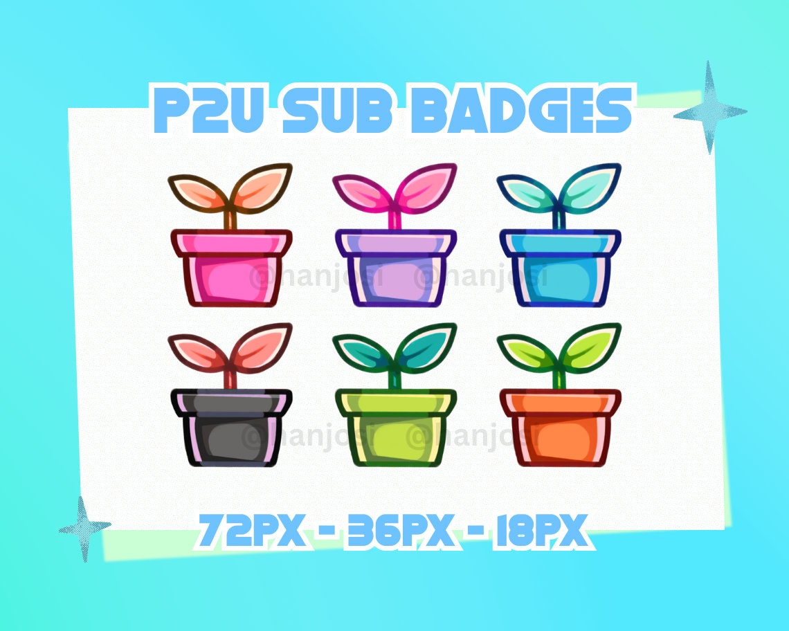 Potted Plants Twitch Sub Badges Set 2 Unique Botanical Gamer - Etsy