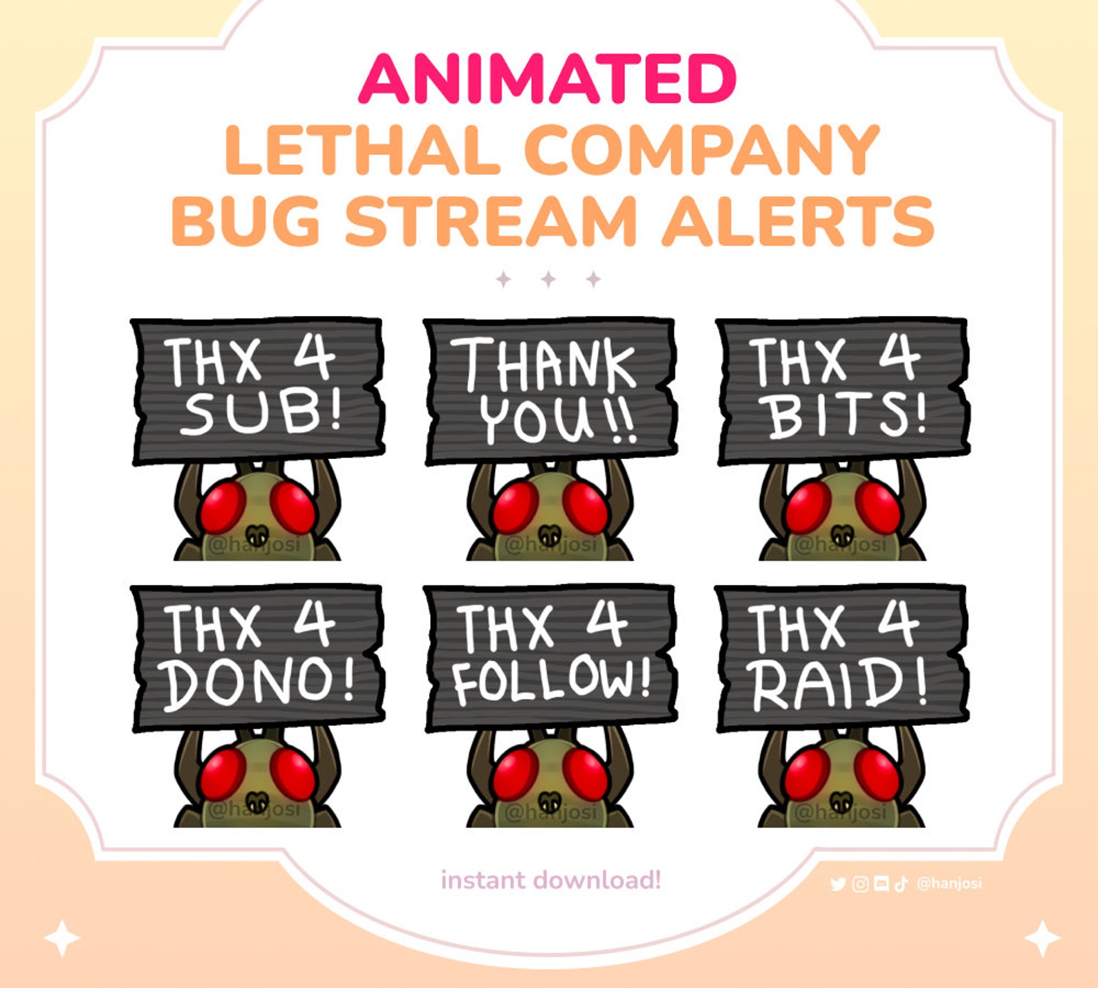 Lethal Company ANIMATED BUG Stream Alerts Set - Yippee Bug, Hoarding ...