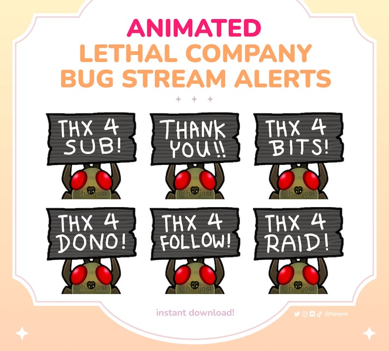 Lethal Company Animated Bug Stream Alerts Set Yippee Bug Hoarding Bug Discord Twitch 