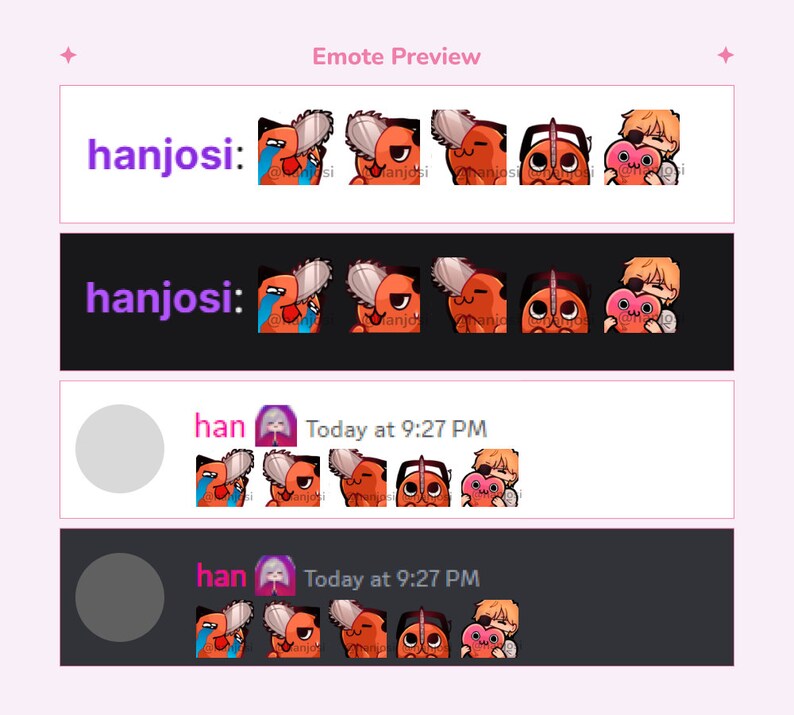 POCHITA EMOTE Set - CSM Emotes, Anime, Cute, Dog Emotes, Chain Saw ...