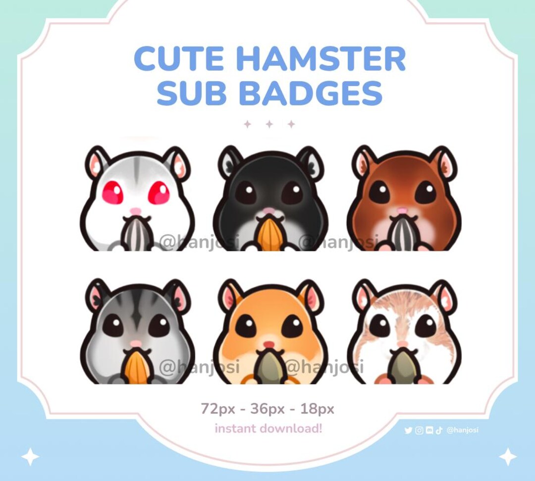 Cute Hamster Sub Badges: Twitch & Youtube Streaming Sub Badges ~ Stream ...