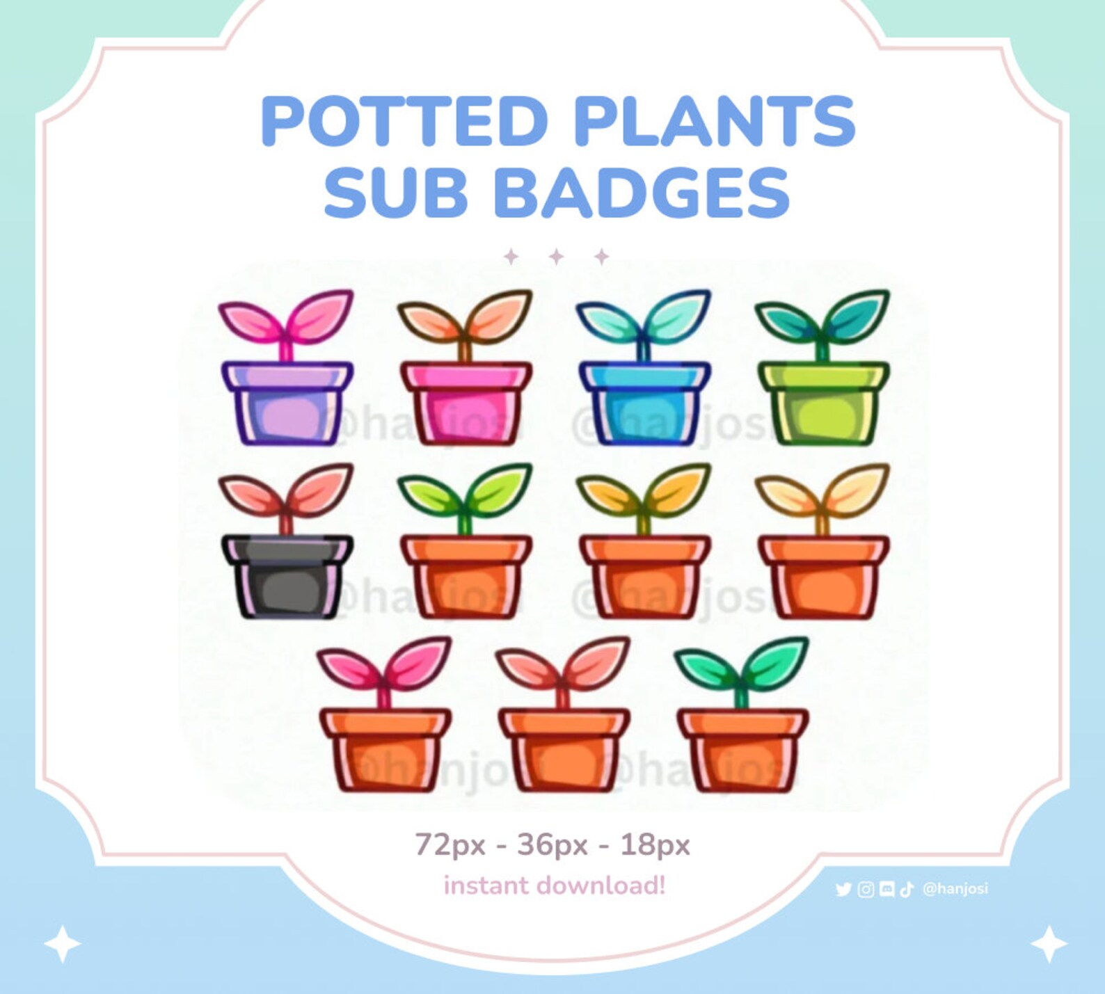 Potted Plants Twitch Sub Badges: Mega Bundle, Unique Gardening Gamer ...