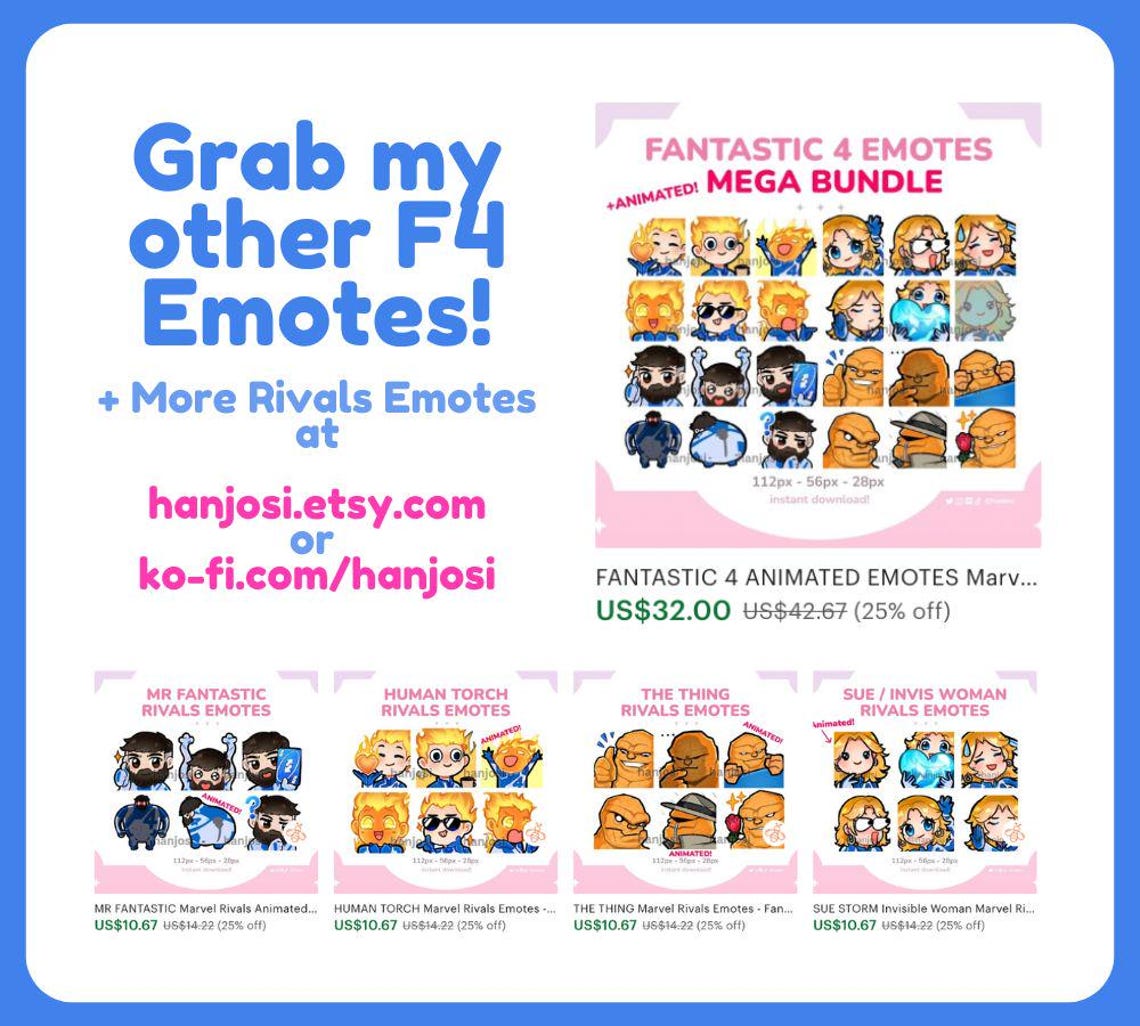 FANTASTIC 4 ANIMATED EMOTES Marvel Rivals - Mr Fantastic, the Thing ...