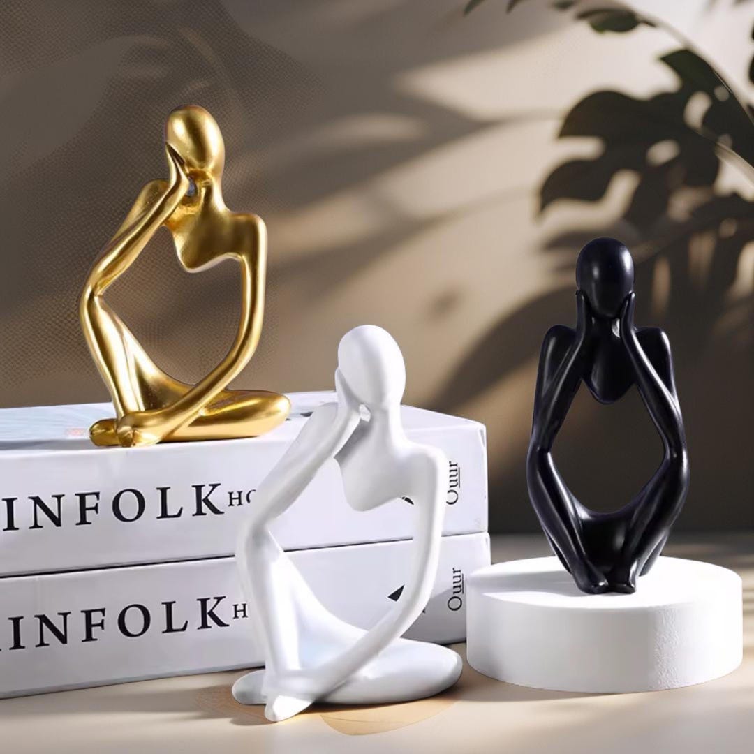 Minimalist Thinker Sculptures Set – Abstract Sandstone Statues, Nordic ...