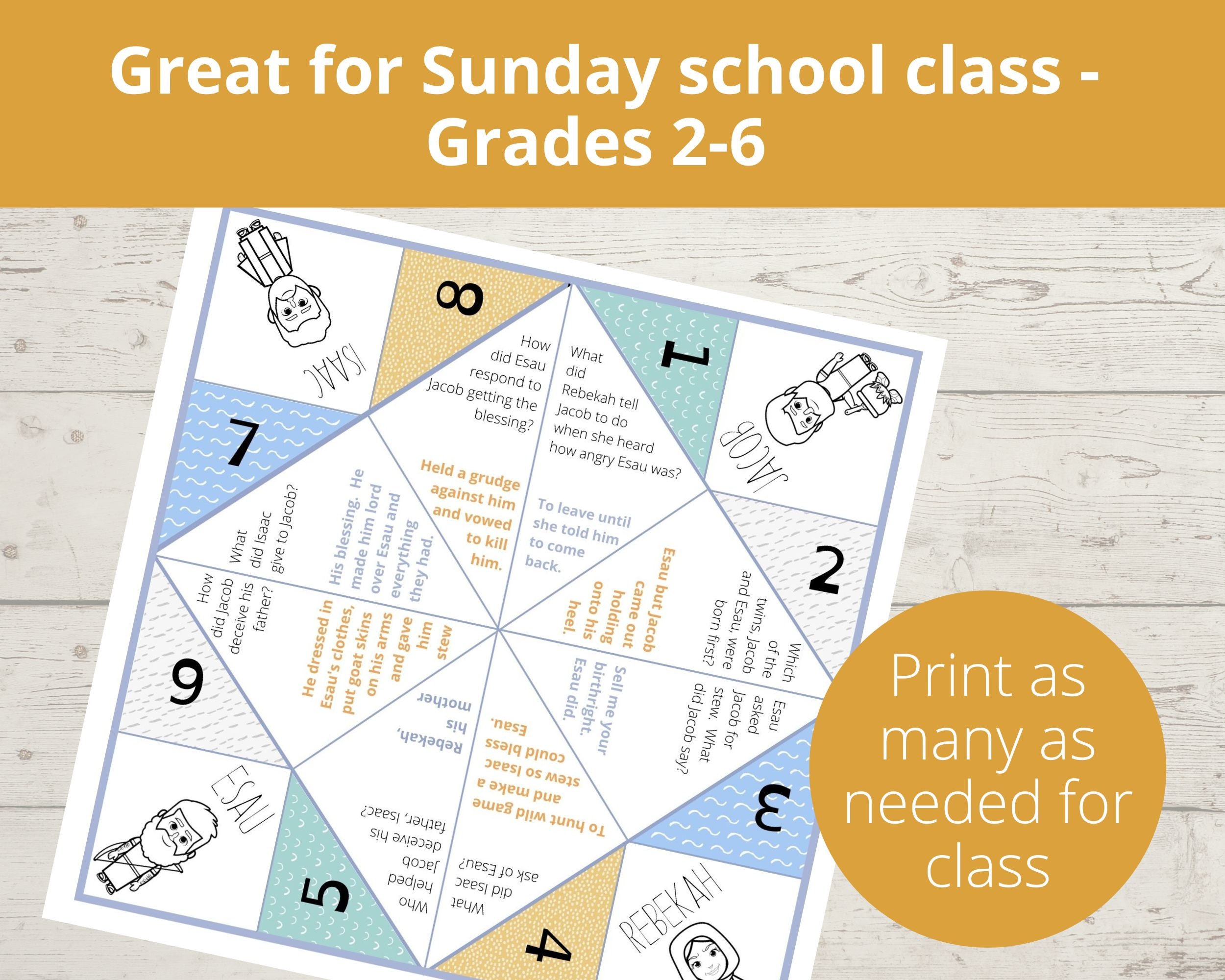 Jacob and Esau Craft, Fortune Teller, Cootie Catcher, Sunday School ...