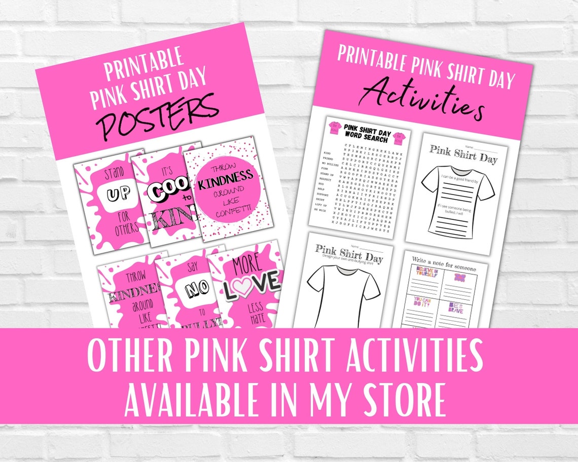 Pink Shirt Day Activities Kindness Bingo Pink Shirt Bingo | Etsy