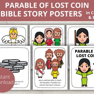 Parable of Lost Coin Bible Story Poster Church Bulletin - Etsy