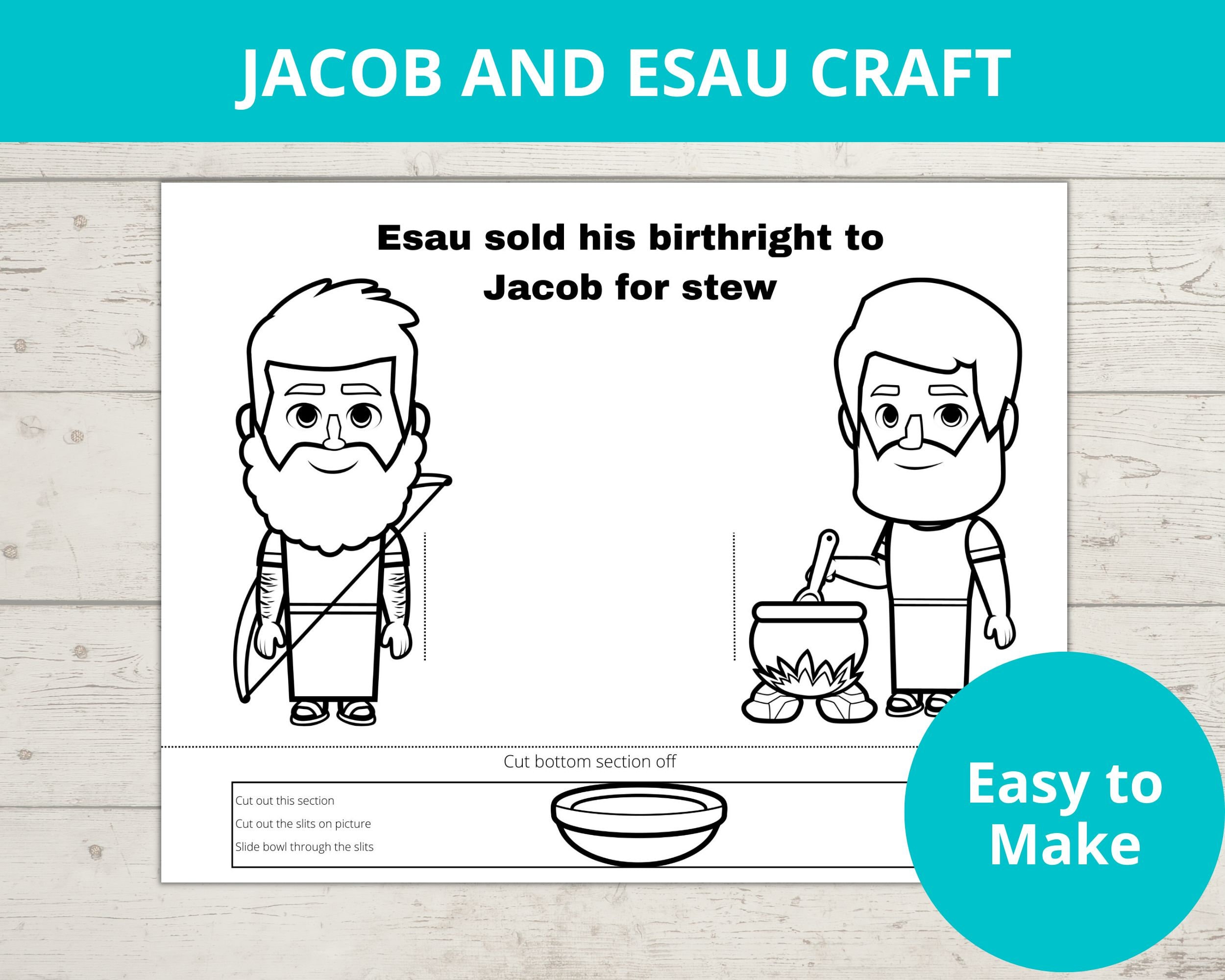 Jacob and Esau Bible Story for Kids Sunday School Activity - Etsy Canada