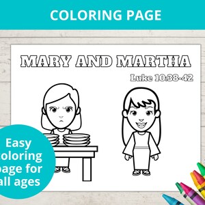 Mary and Martha, Bible Story Crafts, Mary Jesus, Sunday School Activity ...
