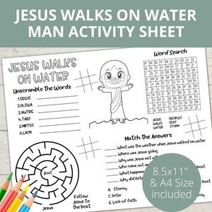 Jesus Walks on Water, Bible Activity Mat, Bible Activity for Kids ...