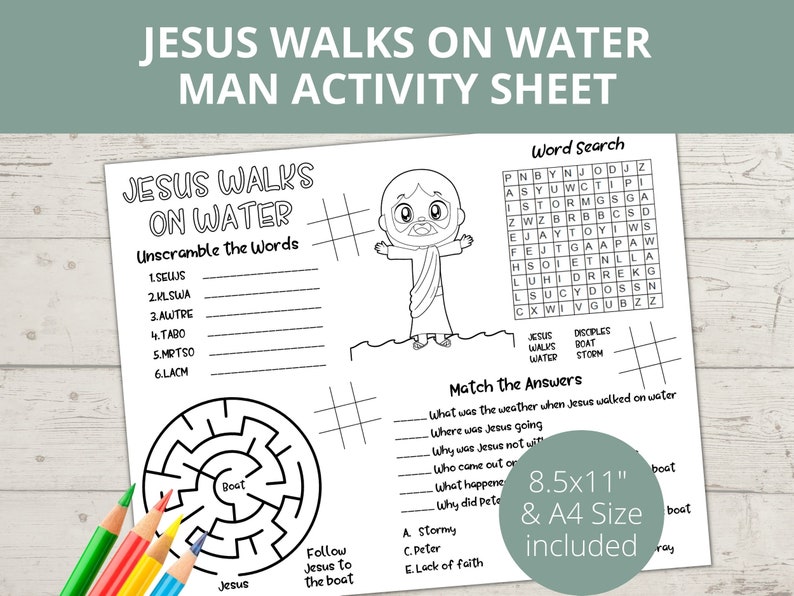 Jesus Walks on Water, Bible Activity Mat, Bible Activity for Kids ...