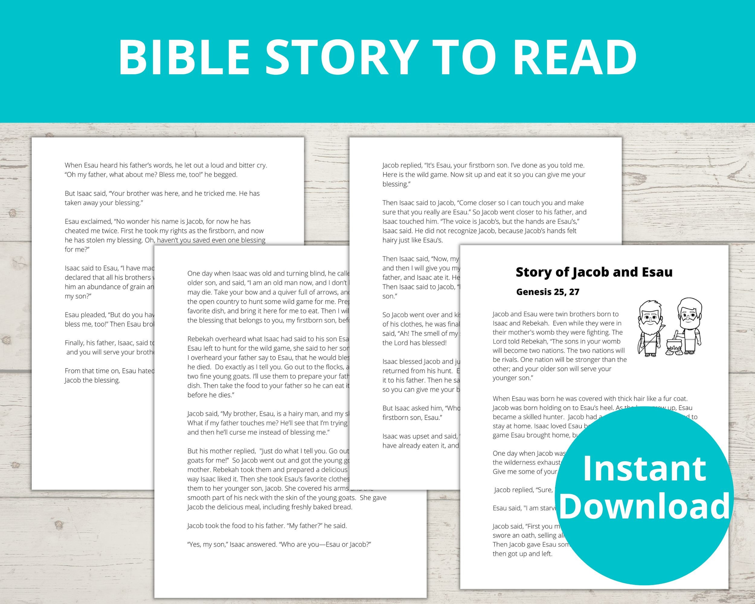 Jacob and Esau, Bible Story for Kids, Sunday School Activity, I Spy ...