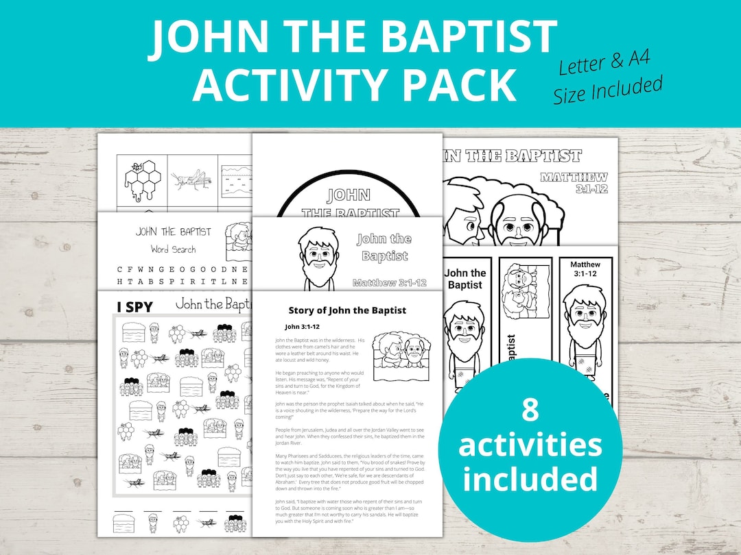 John the Baptist Craft, I Spy, Word Search, Bible Story for Kids ...