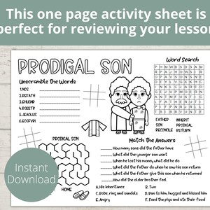 Prodigal Son Activity, Forgiveness Christian, Parables of Jesus, Sunday ...