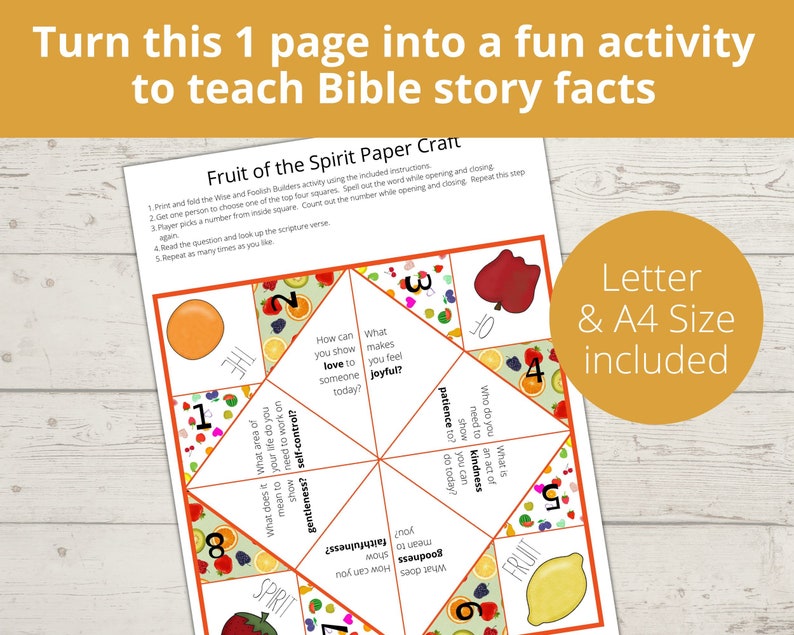 Fruit of the Spirit Printable, Fruit of the Spirit for Kids, Fortune ...