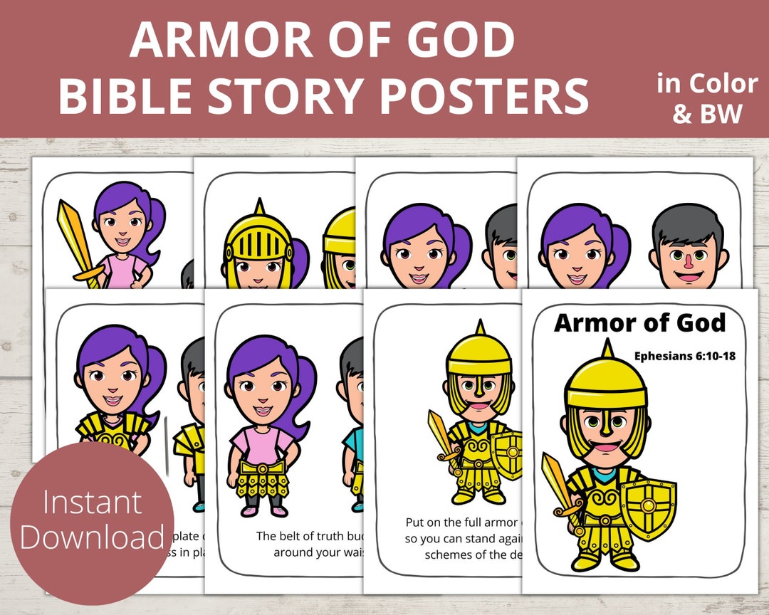 Armor of God Posters Printable Bible Stories Bible Coloring - Etsy