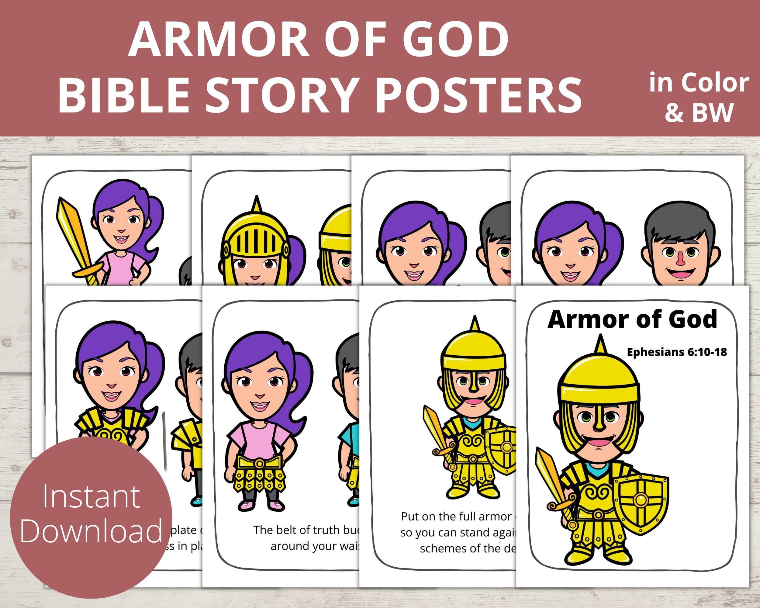 Armor of God Posters Printable Bible Stories Bible Coloring - Etsy Canada