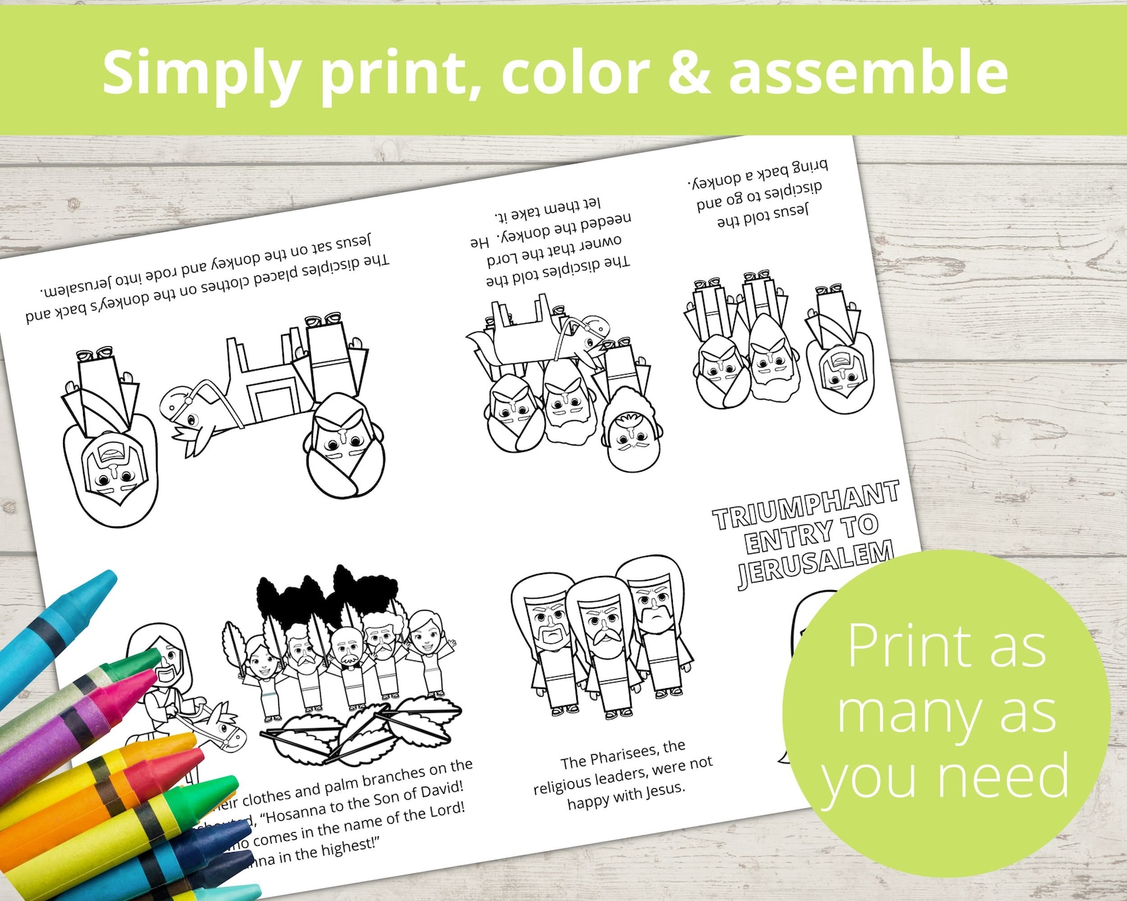 Palm Sunday Activity, Jesus Triumphant Entry to Jerusalem Sunday School ...