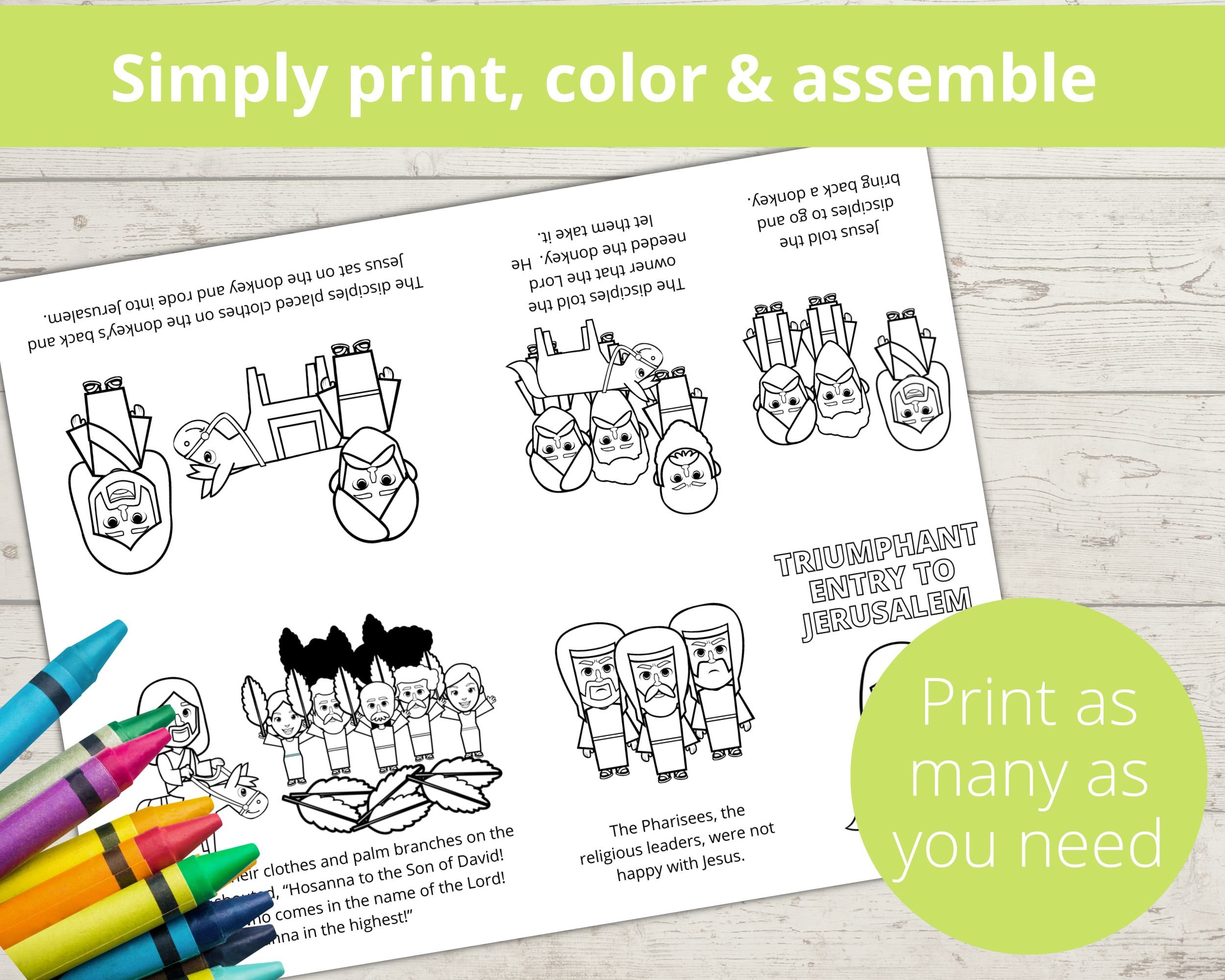 Palm Sunday Activity, Jesus Triumphant Entry to Jerusalem Sunday School ...