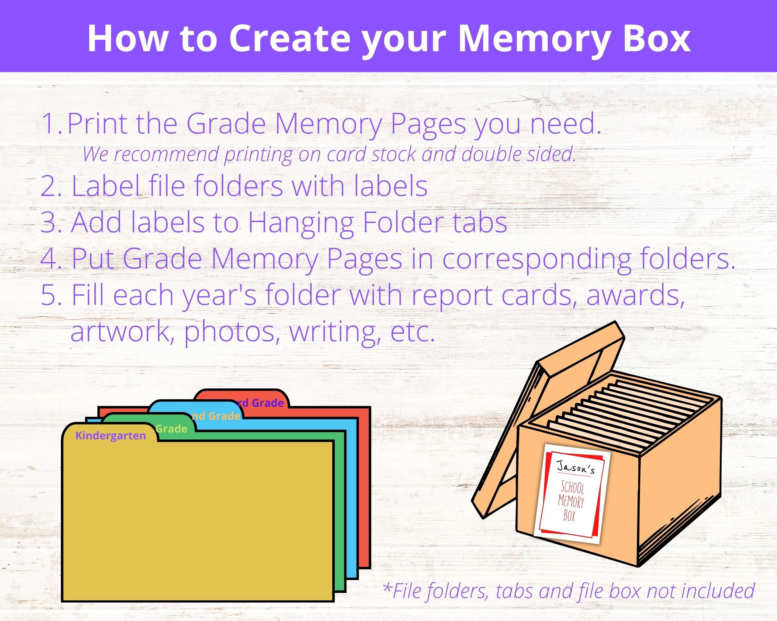 School Memory Box, School Memory Book, Kids Memory Journal, School File ...