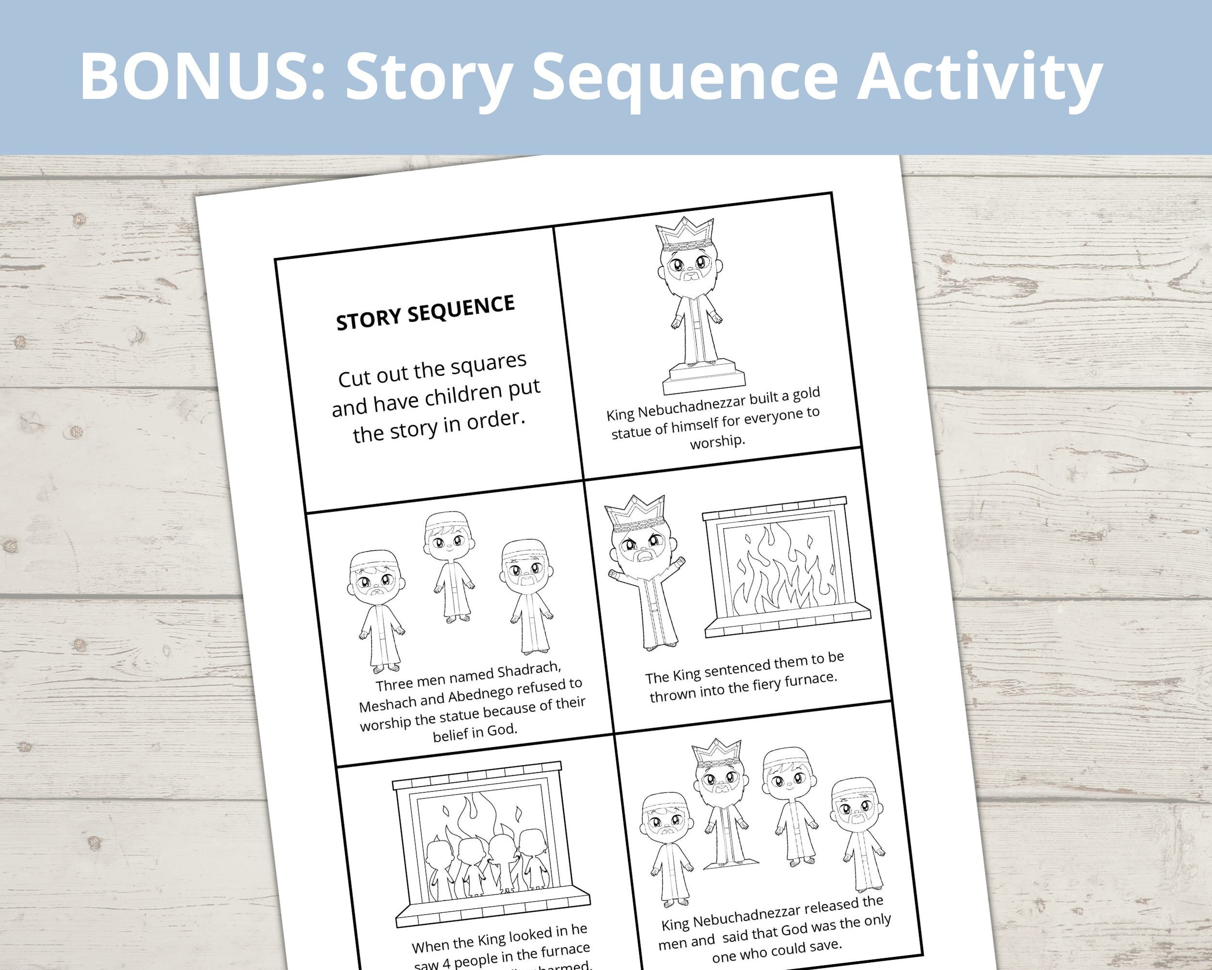 Fiery Furnace Sunday School Activity, Shadrach Meshach and Abednego ...